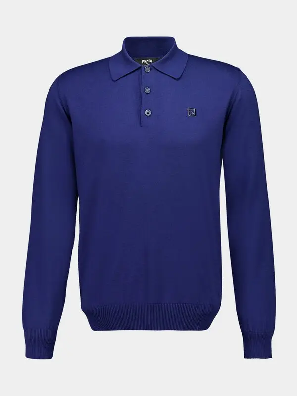 Fendi Wool Long-sleeve Polo - Blue