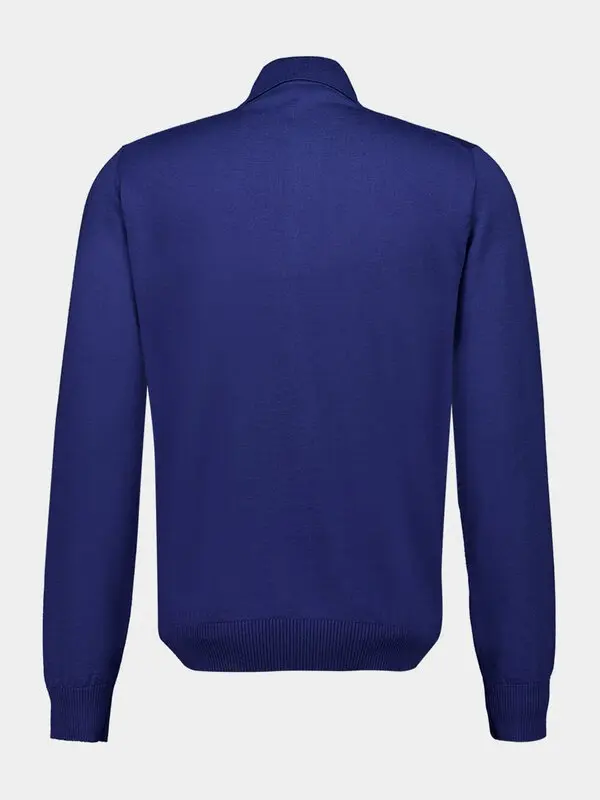 Fendi Wool Long-sleeve Polo - Blue