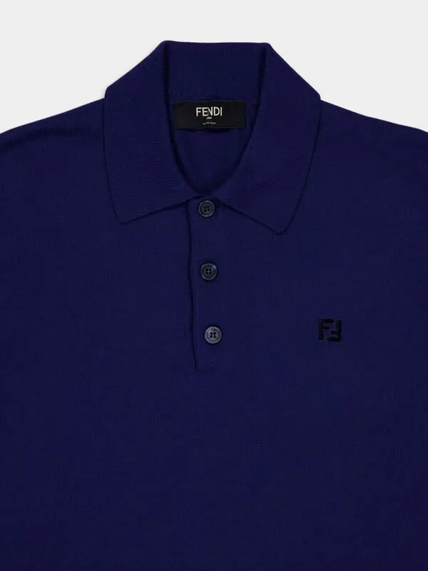 Fendi Wool Long-sleeve Polo - Blue