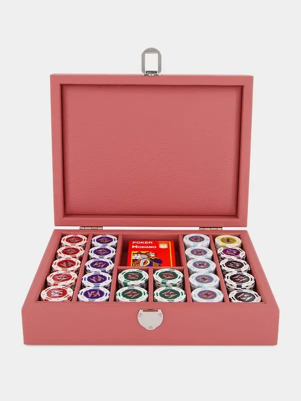 HECTOR SAXE PARIS Bois De Rose Leather Poker Set - Pink
