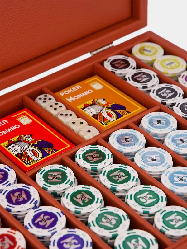 HECTOR SAXE PARIS Brick Leather 440 Chips Poker Set