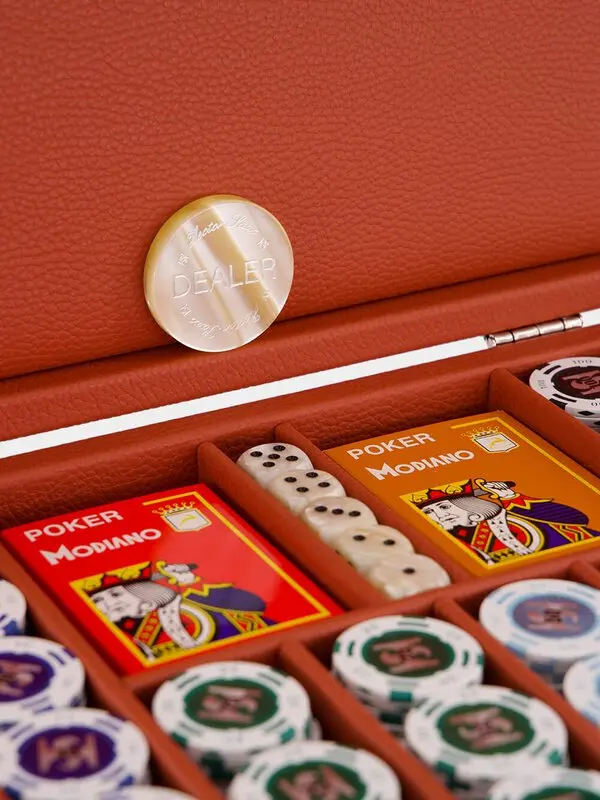 HECTOR SAXE PARIS Brick Leather 440 Chips Poker Set