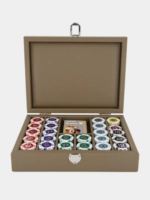 Hector Saxe Paris Taupe Leather Poker Set - Beige