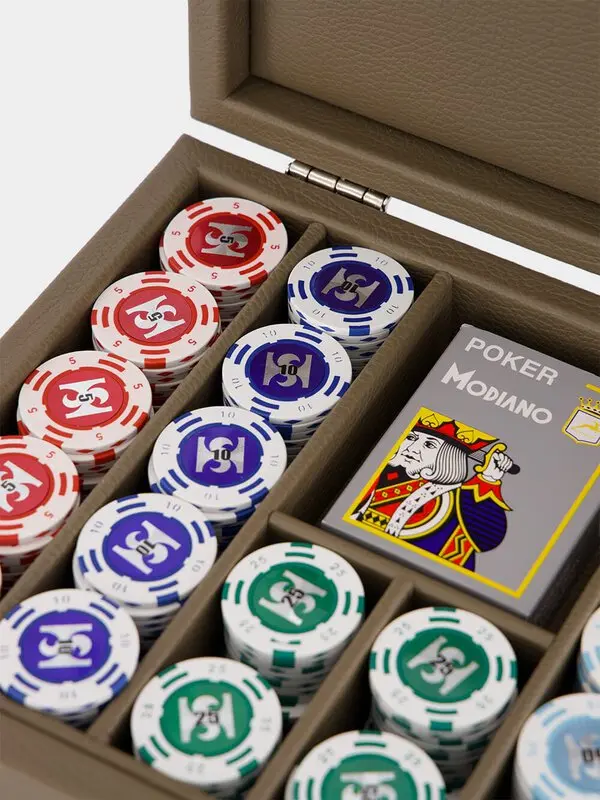 Hector Saxe Paris Taupe Leather Poker Set - Beige