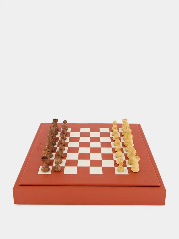 Hector Saxe Paris Buffalo Leather Chess Box - Orange