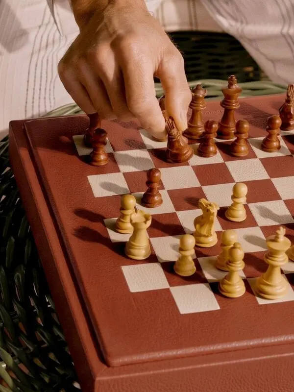 Hector Saxe Paris Buffalo Leather Chess Box - Orange