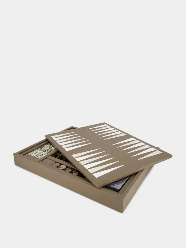 Hector Saxe Paris Leather Multi-game Box - Beige