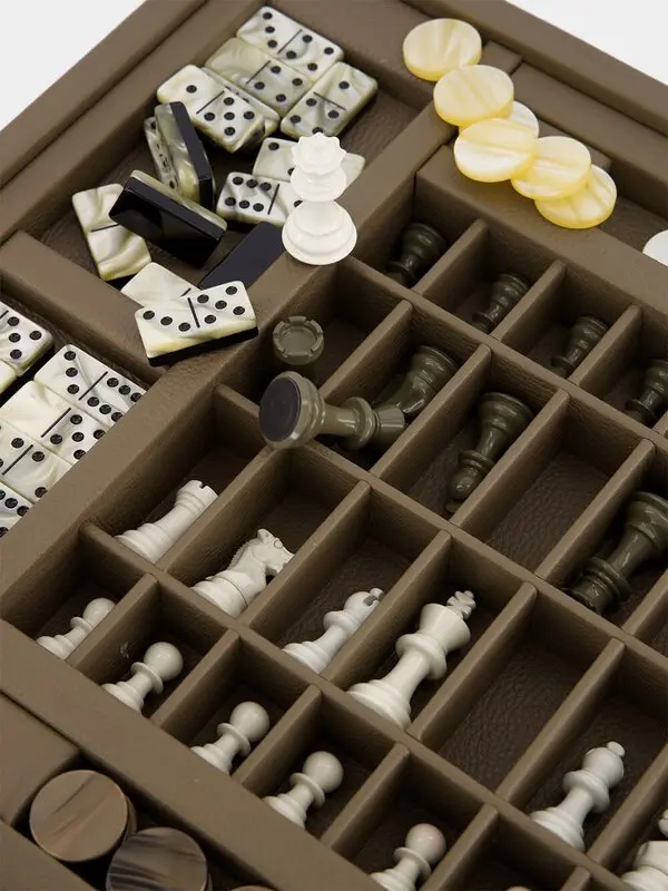 Hector Saxe Paris Leather Multi-game Box - Beige