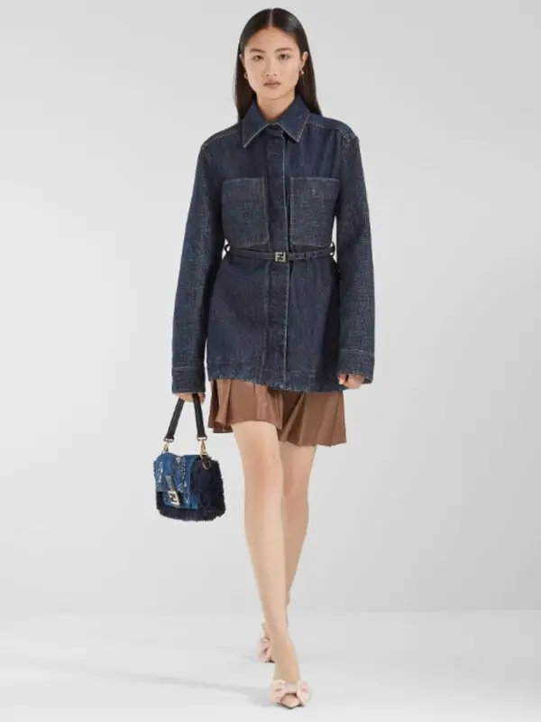 Fendi Belted Denim Jacket - Blue