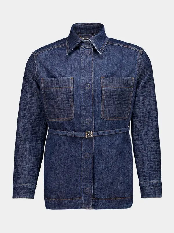 Fendi Belted Denim Jacket - Blue