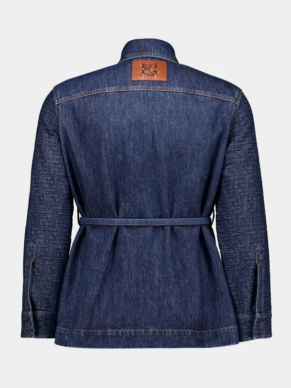Fendi Belted Denim Jacket - Blue
