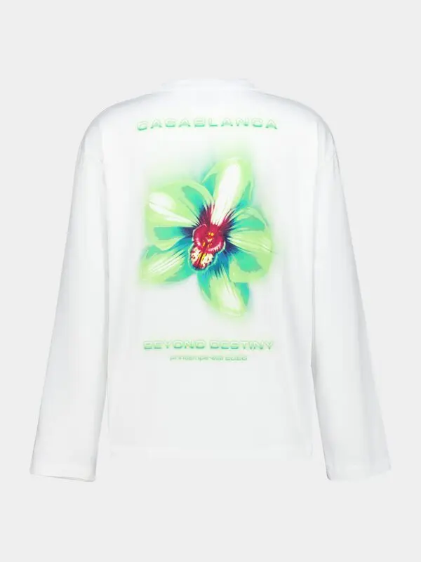 Casablanca White Glitch Orchid Long-sleeve T-shirt - Multicolour