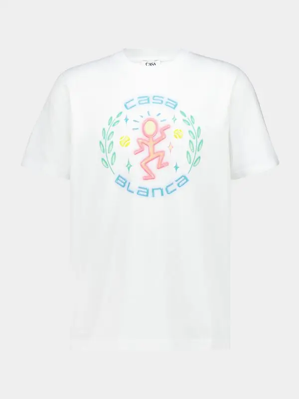 Casablanca White Dance Joy Organic Cotton T-shirt - Multicolour