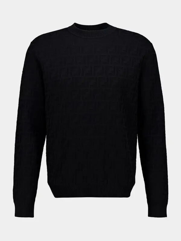 Fendi Ff Zucca Cotton Crewneck Jumper - Black
