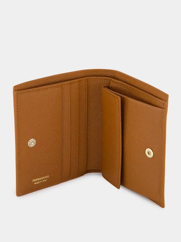 FERRAGAMO Natural Gancini Compact Wallet - Brown