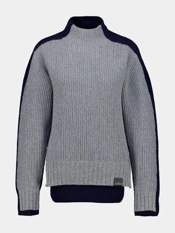 Stella McCartney Contrast Panel Turtleneck Jumper - Blue