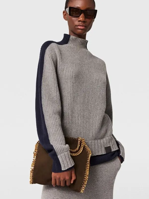 Stella McCartney Contrast Panel Turtleneck Jumper - Blue