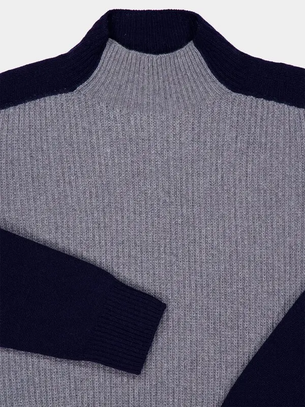 Stella McCartney Contrast Panel Turtleneck Jumper - Blue