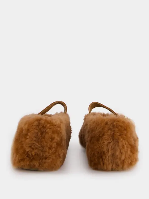 FERRAGAMO Cedar Shearling Ballet Flats - Brown