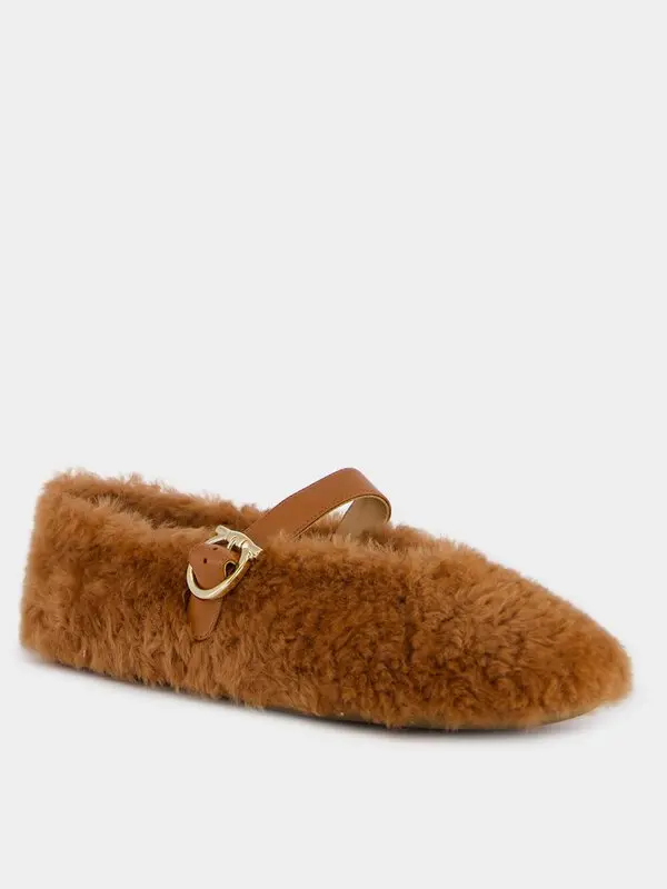 FERRAGAMO Cedar Shearling Ballet Flats