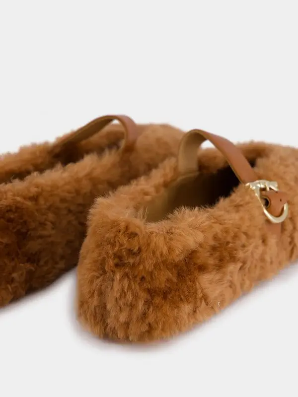 FERRAGAMO Cedar Shearling Ballet Flats