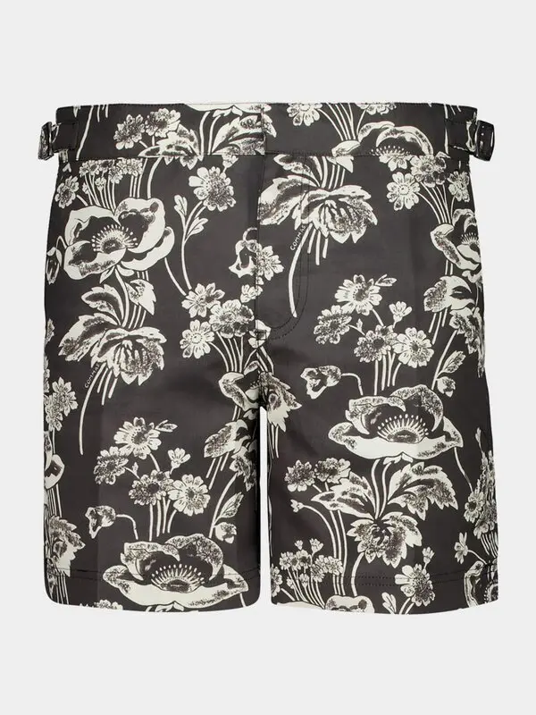 Commas Peony Print Swim Shorts - Black
