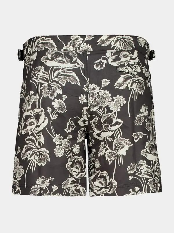 Commas Peony Print Swim Shorts - Black
