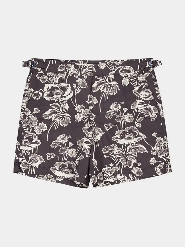 Commas Peony Print Swim Shorts - Black
