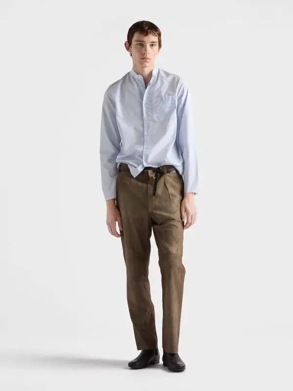 Prada Astro Cotton Mandarin Shirt - Blue