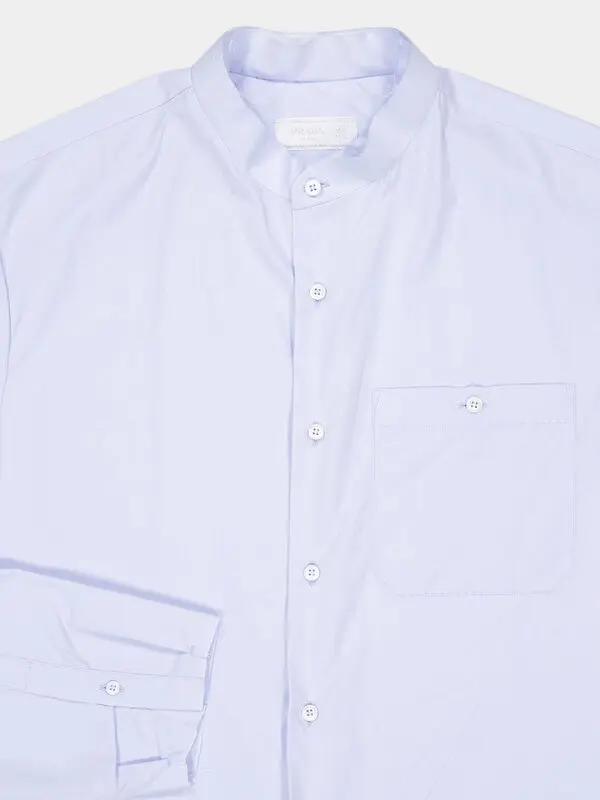 Prada Astro Cotton Mandarin Shirt - Blue