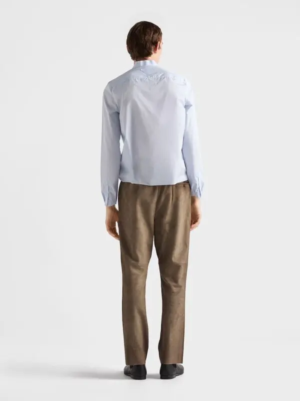Prada Astro Cotton Mandarin Shirt - Blue