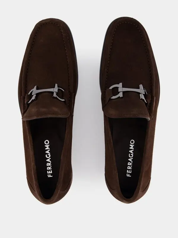 FERRAGAMO Suede Gancini Loafers