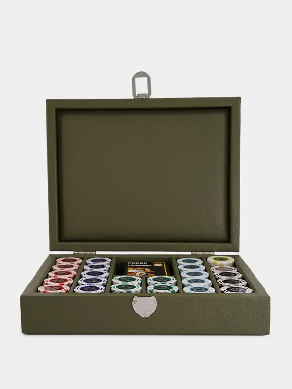Hector Saxe Paris Leather Poker Set - Green