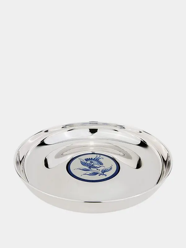 LEITÃO &AMP; IRMÃO 925 Dish With Portuguese Floral Tile - Silver