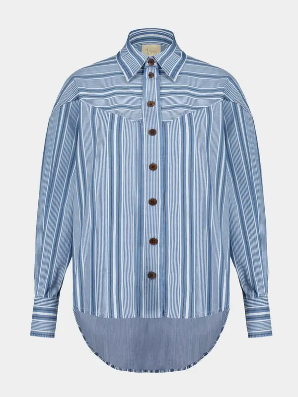 PAULA Brenda Denim Stripes Overshirt - Blue