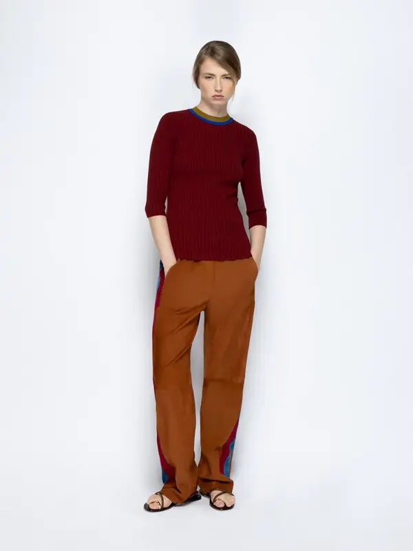 PAULA Suede Drawstring Trousers - Brown