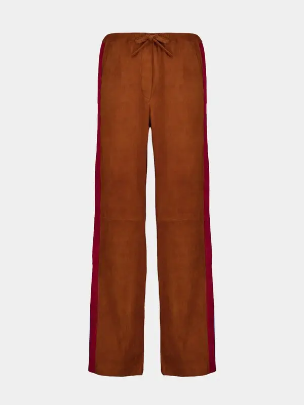 PAULA Suede Drawstring Trousers - Brown