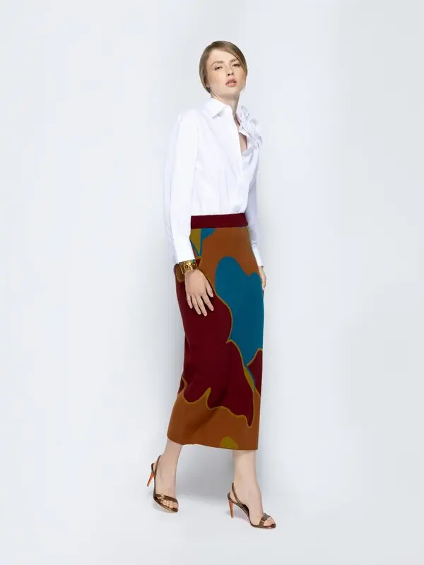 PAULA Amanda Caramel Café Jacquard Skirt - Multicolour