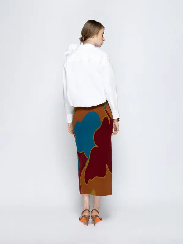 PAULA Amanda Caramel Café Jacquard Skirt - Multicolour