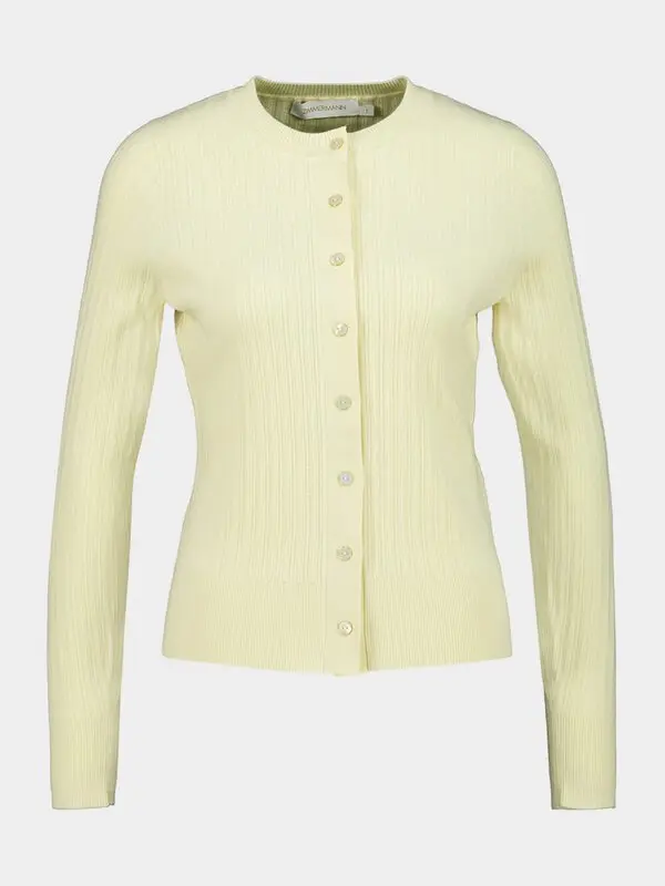 Zimmermann Ribbed Knit Merino Wool Cardigan - Yellow