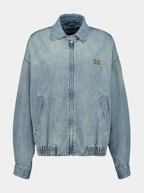 Miu Miu Light Chambray Blouson Jacket - Blue