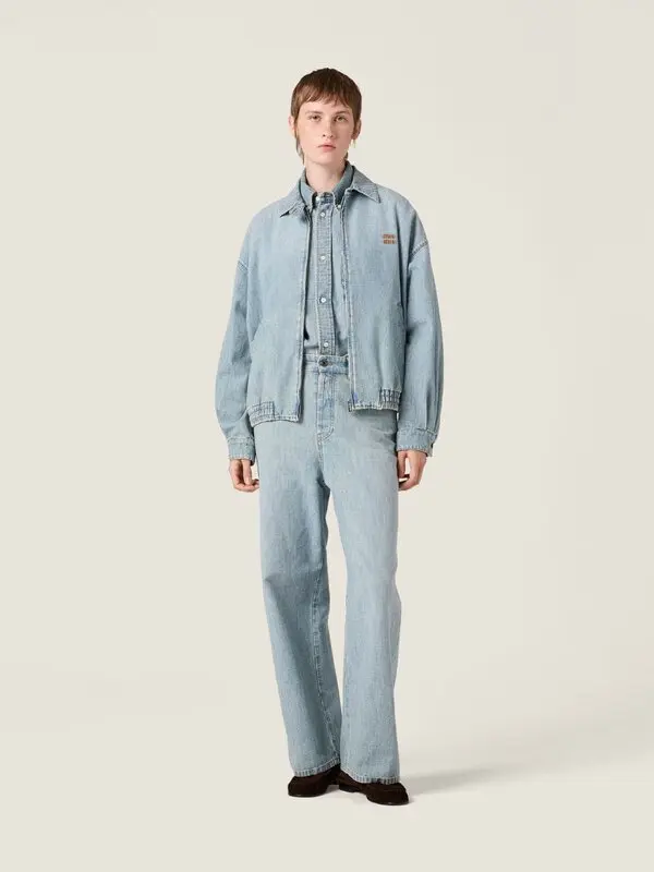 Miu Miu Light Chambray Blouson Jacket - Blue