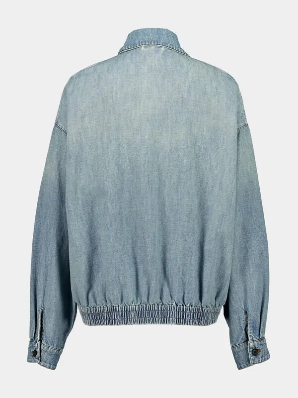 Miu Miu Light Chambray Blouson Jacket - Blue