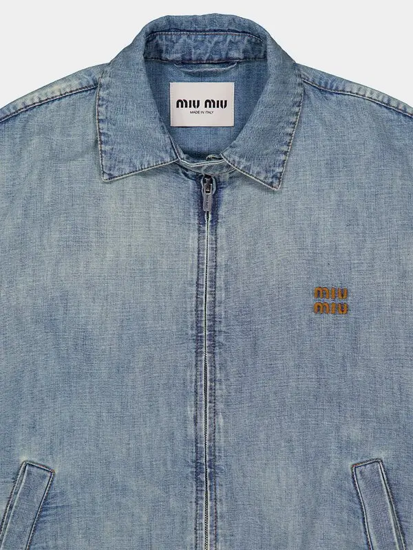 Miu Miu Light Chambray Blouson Jacket - Blue
