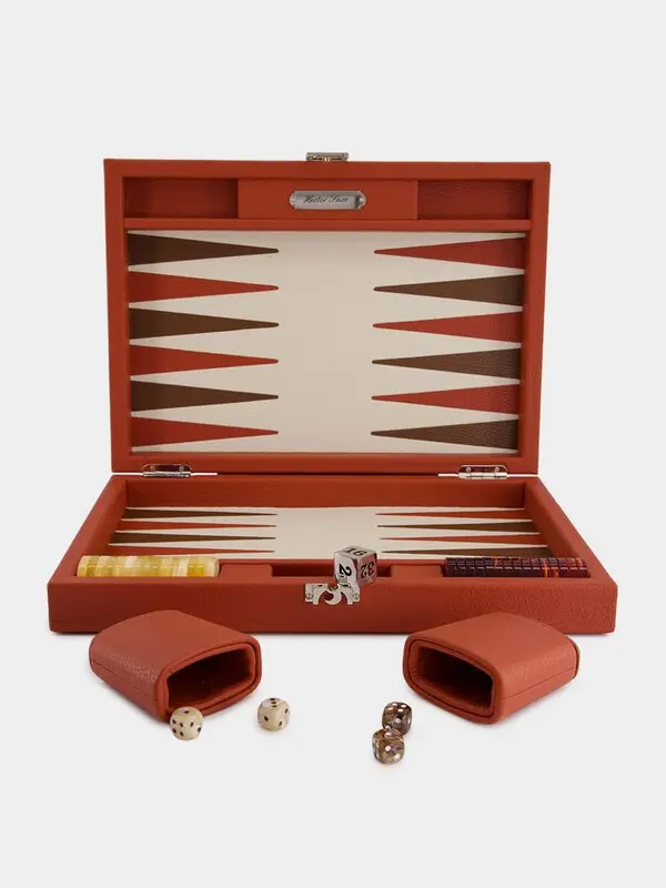 HECTOR SAXE PARIS Brick Medium Baptiste Backgammon Set - Orange