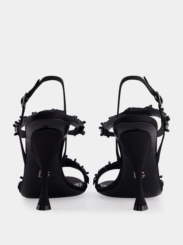 Dolce & Gabbana Satin Rhinestone High-heel Sandals - Black
