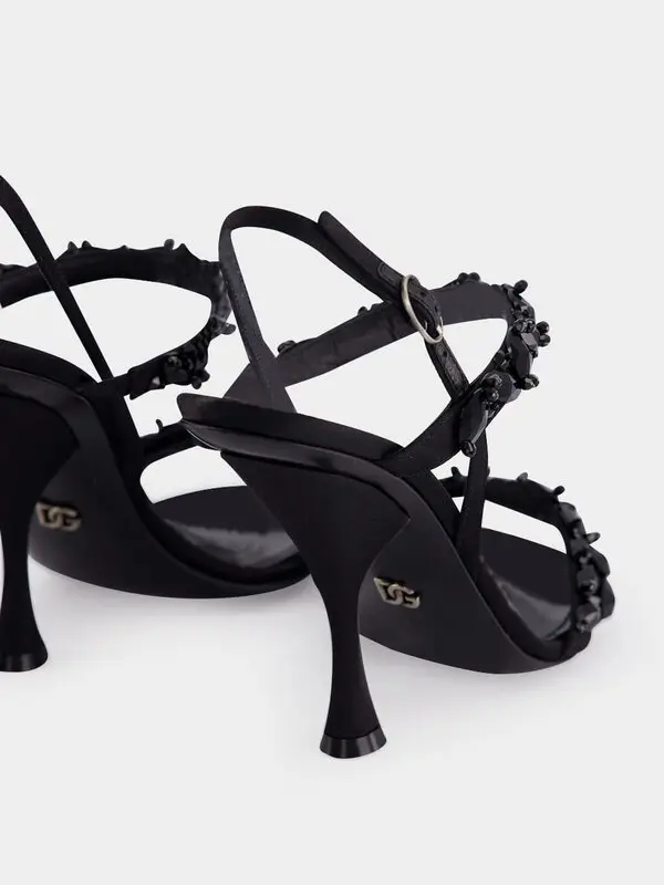 Dolce & Gabbana Satin Rhinestone High-heel Sandals - Black