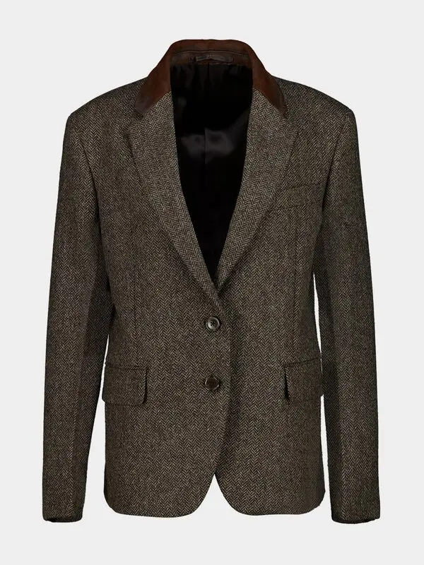 Prada Chevron Wool Single-breasted Jacket