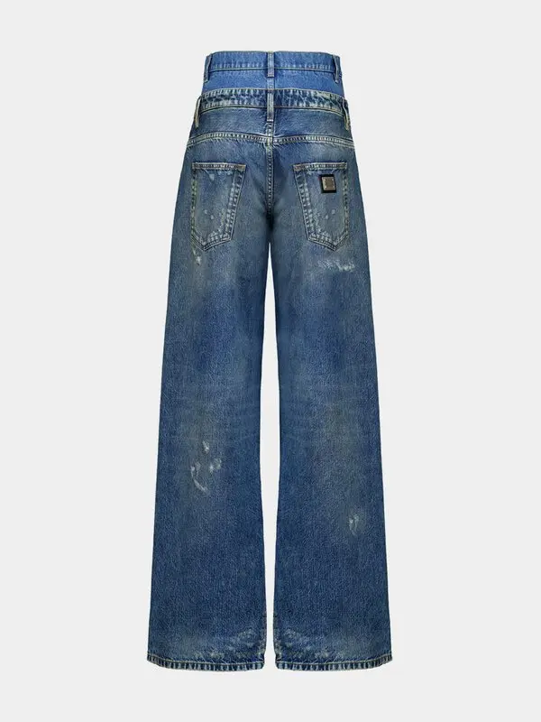 Dolce & Gabbana Distressed Wide-leg Denim Jeans