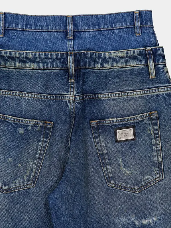 Dolce & Gabbana Distressed Wide-leg Denim Jeans